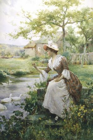'Feeding the Ducks' Giclee Print - Alfred Augustus Glendenning | Art.com