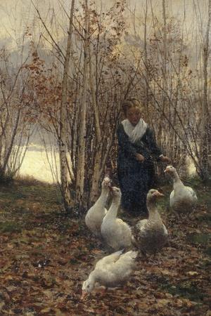 'The Goose Maiden-Brittany, 1881' Giclee Print - Alfred Edward Emslie ...