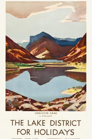 'The Lake District for Holidays, circa 1930 Vintage Travel Poster ...