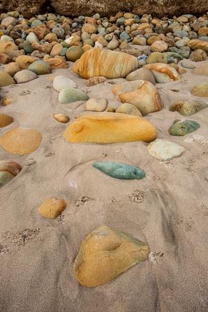 'USA, California. Central Coast, Montecito, Butterfly Beach, drain and ...