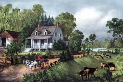 'American Homestead in Summer, 1868' Giclee Print - Currier & Ives ...