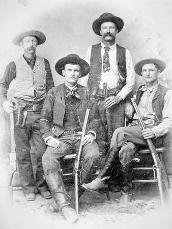 'Texas Rangers Armed with Revolvers and Winchester Rifles, 1890 (B/W ...