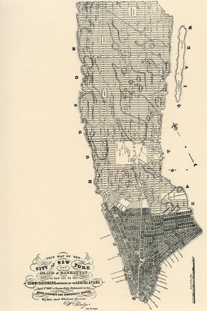 'Commissioners' Map of Manhattan, 1811 (B/W Engraving)' Giclee Print ...