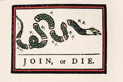 'Join or Die, Drawing, Considers the First Political Cartoon, Published ...