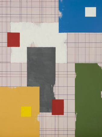 'An Abstract Painting with a Regular Grid Background and Large Floating ...