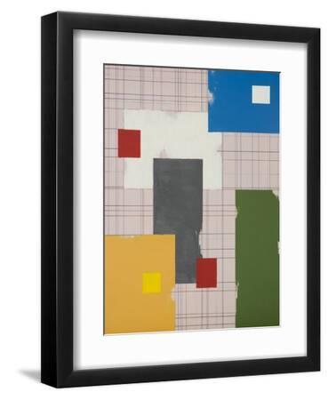 An Abstract Painting with a Regular Grid Background and Large Floating ...