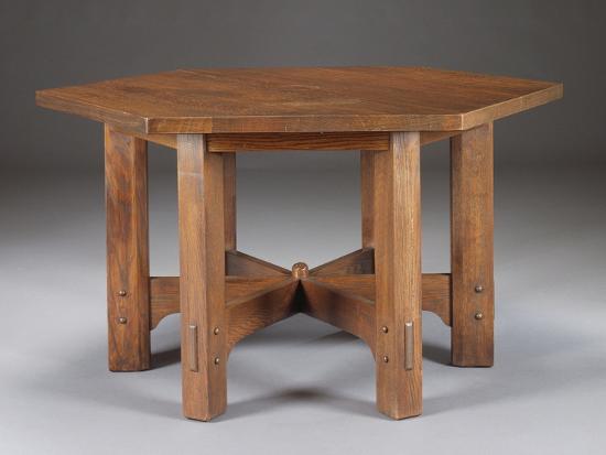 An Oak Hexagonal Library Table Circa 1912 Giclee Print Dirk Van Erp