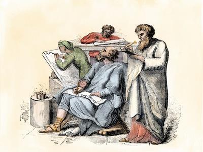 'Ancient Greece: Writing Workshop. Scribes Using Pen and Stilet to ...