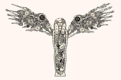 'Ancient Steampunk God with Wings.' Art Print - RYGER | Art.com