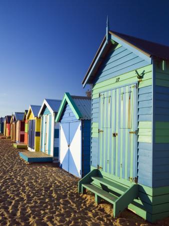 'Australia, Victoria, Melbourne; Colourful Beach Huts at Brighton Beach ...