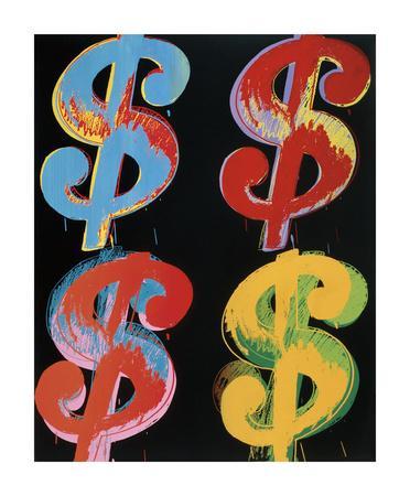 'Four Dollar Signs, c.1982 (blue, red, orange, yellow)' Giclee Print ...