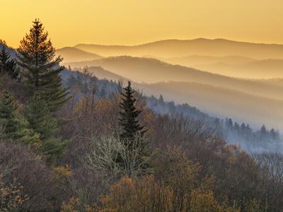 North Carolina, Great Smoky Mountains National Park, Sunrise from the ...
