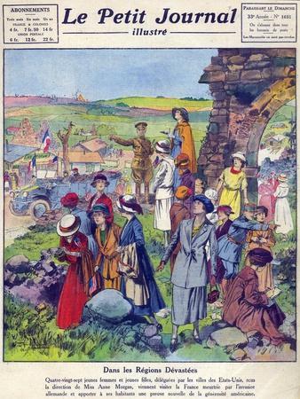 Anne Morgan Leading a Delegation of 87 Young American Women Giclee ...