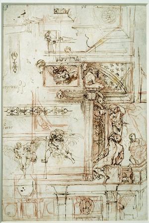 'Project for the Farnese Gallery, 16Th Century (Drawing)' Giclee Print ...