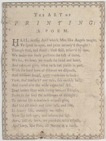 The Art of Printing: A Poem, 19th century., 19th century. Giclee Print ...