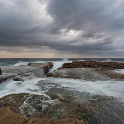 'Cold Stormy Panoramic Seascape with Rushing Wave and Flowing Water ...