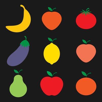 Fruit Shape Set. Vegetable Icon Collection. Vector Illustration Image ...