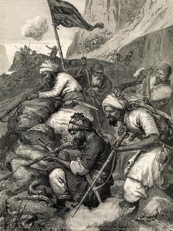 Arab Soldiers Fighting from Hillside Giclee Print | Art.com