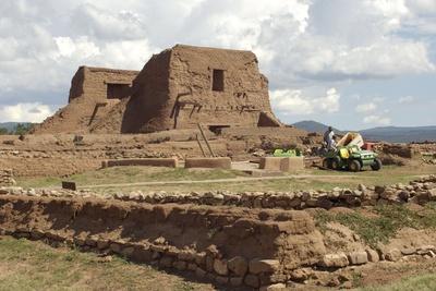 Archaeological Workers Stabilizing Ruins of Pecos Pueblo, Seat of the ...