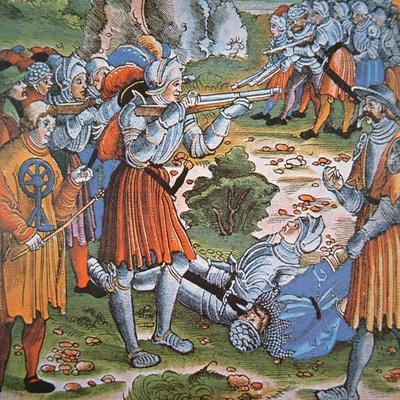 'Armoured Soldiers Firing Match-Lock Arquebus, Late 15th Century ...