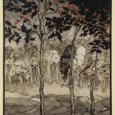 'Mythical Irish Dogs' Photographic Print - Arthur Rackham | Art.com