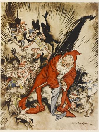 'Santa Filling Stockings' Photographic Print - Arthur Rackham | Art.com