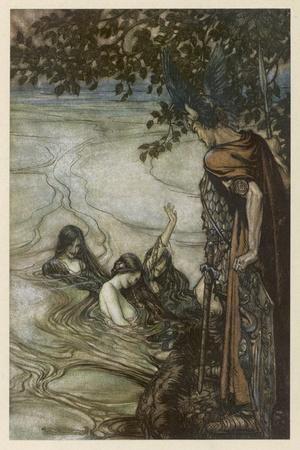 'Siegfried and Maidens' Art Print - Arthur Rackham | Art.com