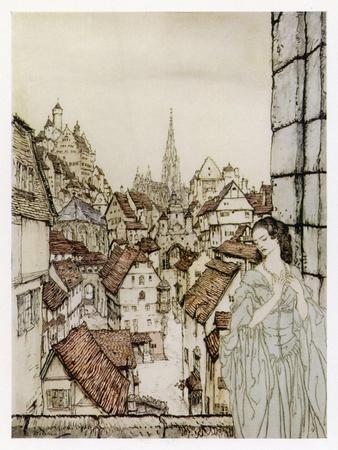'The Lady Ligeia at Her Window' Art Print - Arthur Rackham | Art.com