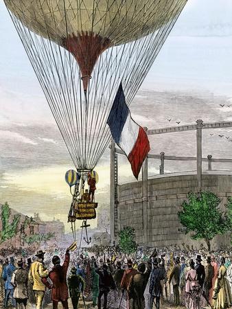 'Ascent of the Balloon of Paul Jovis (Died 1891) and Maurice Mallet ...