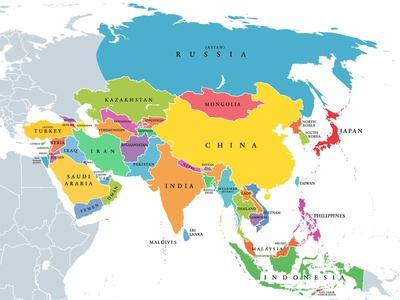 'Asia, Continent, Main Regions, Political Map with Subregions ...
