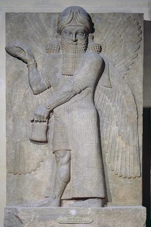 'Relief Depicting a Winged Genie, from the Palace of Sargon II at ...