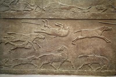 Assyrian Relief from Niniveh,Iraq, Depicting the Hunting on Horses ...