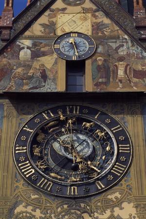 'Astronomical Clock, Detail from Ulm Town Hall, Baden-Wuerttemberg ...