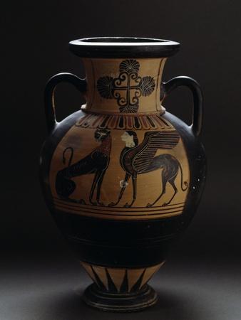 'Attic Black-Figure Ceramic Vase Depicting Winged Sphinx' Giclee Print ...
