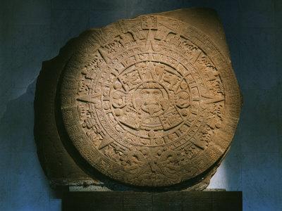 'Aztec Calendar or Sun Stone, Basalt Monolith with Carvings of 5 Aztec ...
