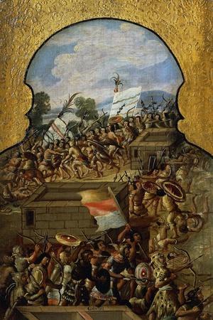'Aztecs Defending Mexico City, Detail from Screen with Scenes of ...