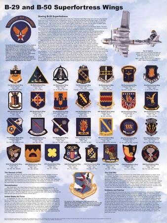 'B-29/B-50 Airplane Superfortress Wings Educational Military Chart ...