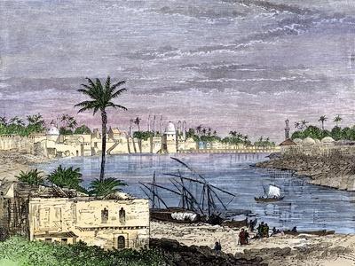 Baghdad along the Tiger River, Iraq, Mesopotamia. 19Th Century Coloring ...