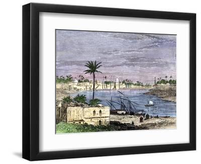 Baghdad along the Tiger River, Iraq, Mesopotamia. 19Th Century Coloring ...