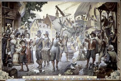 Banking, Bartering, and Shipping in New Amsterdam Giclee Print | Art.com