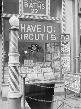 'Barber Shop in the Bowery' Photographic Print | Art.com
