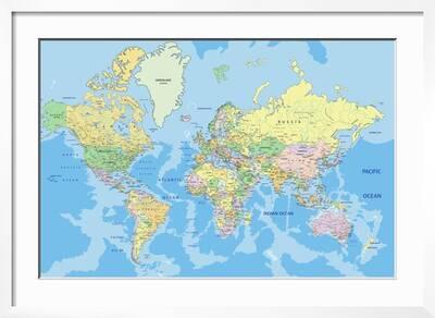 World Map Poster Framed