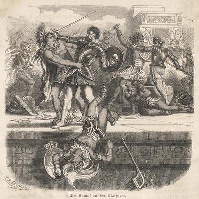 'Battle of the Platform Spanish and Aztecs in Hand to Hand Combat' Art ...