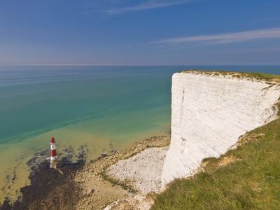 'Beachy Head Lighthouse, White Chalk Cliffs and English Channel, East ...