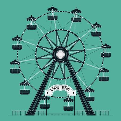 'Beautiful Vector Ferris Observation Amusement Country Fair Wheel ...