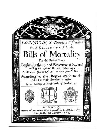 'Bills of Mortality Bill for London, Covering Part of the Period of the ...
