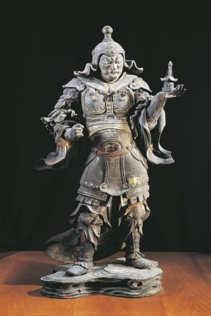 'Bishamon-Ten, Guardian of the North, Lacquered Cypress Wood Statue ...