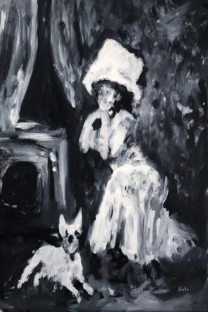 'Lady and Dog Posing, C.2019 (Acrylic on Canvas)' Giclee Print - Blake ...