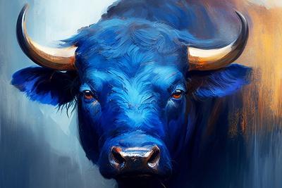'Blue Bull' Art Print - Vivienne Dupont | Art.com