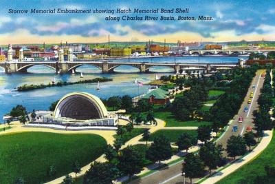'Boston, MA - Aerial View of Hatch Memorial Band Shell, Charles River ...